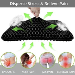 Gel Enhanced Seat Cushion for Long Sitting - Double Thick Honeycomb Breathable Design Egg Seat Cushion with Non-Slip Cover - Office Chair Car Cooling Seat Cushion - Computer Desk Pain Relief Pad