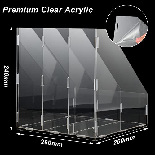 Clear Acrylic Magazine File Holder Desk Organizer File Folder Detachable Design for Office Organization and Storage with 3 Vertical Compartments