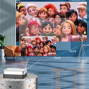 Smart Projector 1080p WiFi and Bluetooth, Arforgo 4K Supported 250 ANSI Outdoor Phone Mini Projector, Support PPT PDF Office Presentation4D 4P Keystone 50% Zoom, Prime Video, Netflix etc.