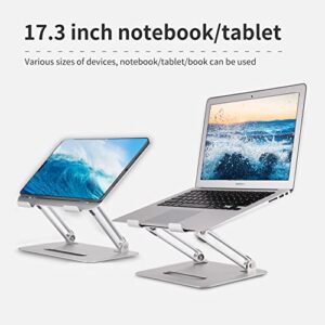 BFSGSGMR Aluminum Laptop Stand, Lifting and Folding Computer Stand, Ergonomic Laptop Stand, Compatible with MacBook Pro/Air, Laptop, up to 17 inches (Silver)