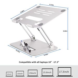 BFSGSGMR Aluminum Laptop Stand, Lifting and Folding Computer Stand, Ergonomic Laptop Stand, Compatible with MacBook Pro/Air, Laptop, up to 17 inches (Silver)