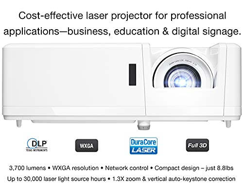 Optoma ZW370 WXGA Professional Laser Projector | Compact Design & Bright 3700 lumens | DuraCore Technology, Up to 30,000 Hours | Network Control | Quiet Operation | 10W Speaker Built in