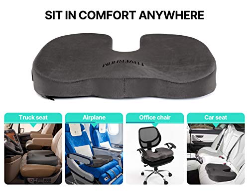 foverhom Gel Seat Cushion for Long Sitting,Office Chair Seat Cushion for Tailbone Pain Relief,Non Slip Orthopedic 50 Density Slow Rebound Memory Foam Car Seat Cushion with Handle and Concealed Zipper