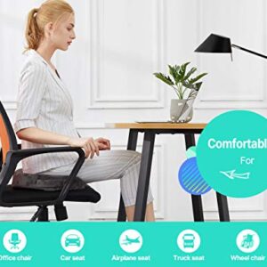 foverhom Gel Seat Cushion for Long Sitting,Office Chair Seat Cushion for Tailbone Pain Relief,Non Slip Orthopedic 50 Density Slow Rebound Memory Foam Car Seat Cushion with Handle and Concealed Zipper