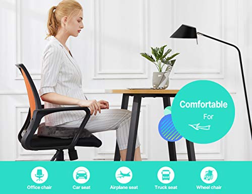 foverhom Gel Seat Cushion for Long Sitting,Office Chair Seat Cushion for Tailbone Pain Relief,Non Slip Orthopedic 50 Density Slow Rebound Memory Foam Car Seat Cushion with Handle and Concealed Zipper