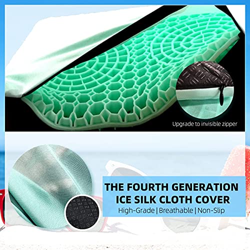 Gel Seat Cushion for Long Sitting, Cooling Office Chair Cushion with Double Thicken Layer & Dense Ring Design, Egg Seat Cushion for Desk Home Car Wheelchair, Sciatica Tailbone & Back Pain Relief