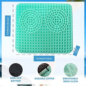 Gel Seat Cushion for Long Sitting, Cooling Office Chair Cushion with Double Thicken Layer & Dense Ring Design, Egg Seat Cushion for Desk Home Car Wheelchair, Sciatica Tailbone & Back Pain Relief