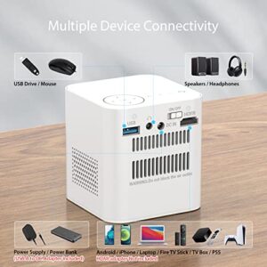 SooPii Mini DLP Projector, 5G WiFi Portable Projector with 3D Function,HD 1080P Supported Smart Projector,Android 9.0,Bluetooth,Remote Control, Support TV Stick/HDMI/USB/U Disk/iOS/Android