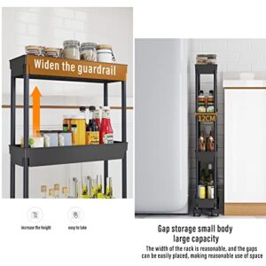 4 Tier Rolling Cart Kitchen Bathroom Utility Carts with Wheels 39 Inches Tall Slim Rolling Shelf Cart with 4 Universal Wheels Coner Storage Shelves Cart Black