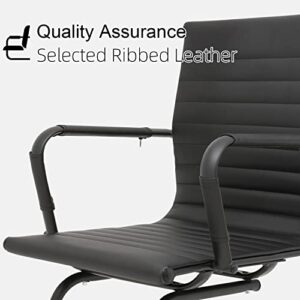 Okeysen Conference Room Chairs Set of 6, 6 Pack Modern Office Guest Chairs for Waiting Room, Reception Chairs with Mid Back & Sled Base, Leather Office Desk Chair No Wheels.