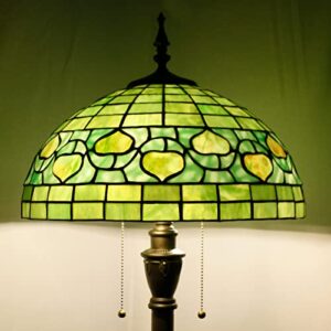 ZJART Tiffany Floor Lamp Green Stained Glass Apple Style Reading Lamp W16H70 Inch Tall Antique Standing Pole Light Bronze Finsh, Bright Lighting Decor Home Corner Living Room Bedroom Office