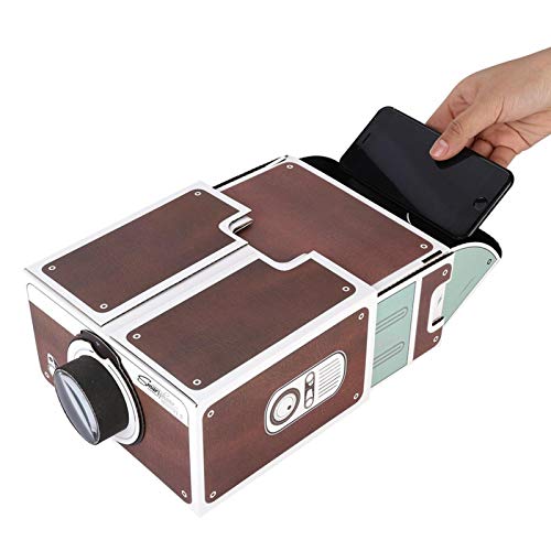 Ciglow Cardboard Projector Mini DIY Portable Projector Smartphone Projector Ingenious Toy Projector for Kids Easy Operation Can Enlarge 8 Times Mobile Phone Screen