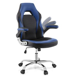 gaming office chairs – ergonomic computer gamer chairs, adjustable height & swivel, padded armrest & lumbar support mid back leather office desk chair