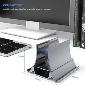 IJIAMY Vertical Laptop Stand, Auto Gravity Lock Laptop Vertical Stand Holder, Storage Desktop, Space-Saving for Desk Organizer, Fits All MacBook, iPad, Surface, Dell, (Up to 17.3 inches)