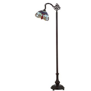 JONATHAN Y JYL8010A Dragonfly Tiffany-Style 60" Arched LED Floor Lamp, Tiffany, Traditional, Elegant, Office, Living Room, Family Room, Dining Room, Bedroom, Hallway, Foyer, Bronze