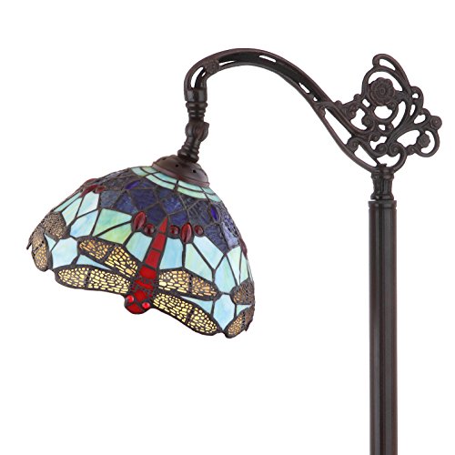 JONATHAN Y JYL8010A Dragonfly Tiffany-Style 60" Arched LED Floor Lamp, Tiffany, Traditional, Elegant, Office, Living Room, Family Room, Dining Room, Bedroom, Hallway, Foyer, Bronze