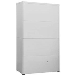 Festnight 5 Drawers Filing Cabinet Rolling Filing Cabinet Mobile File Cabinet with Lock for Home, Office Light Gray 35.4"x18.1"x64.6" Steel