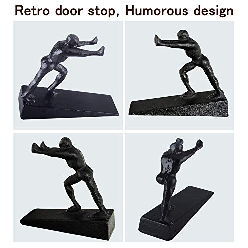 Cast Iron Door Stop, Decorative Rustic Heavy Duty Door Stopper, Man Door Stop Wedge to Stop Your Bedroom, Bath and Exterior Doors