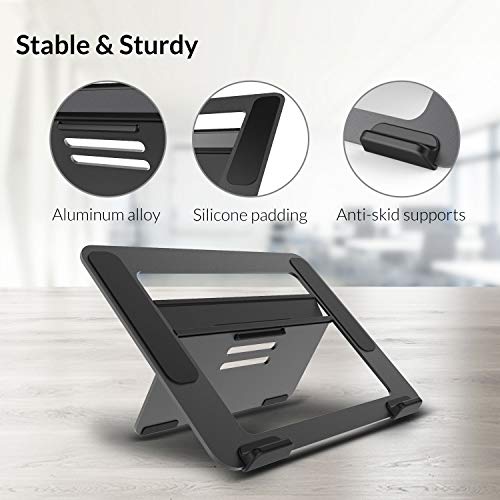 Avankin YS104 Adjustable Aluminum Laptop Cooling Stand for Desk, Portable Holder for iPad Book, Foldable Computer Riser with Ergonomic Height for MacBook Pro/Air, Dell, HP and More 9.7-16” Notebook