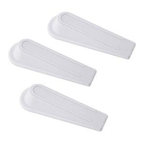 fastener tree 3 pack non-slip rubber door wedge stopper, heavy duty door stop 1″ high white