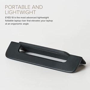 POUT EYES10 - Compact Laptop Stand - Reusable Adhesive Computer Keyboard Holder - Mini Slim Sleek - Compatible w/ MacBook Air Pro Samsung Dell HP & More 15" Laptops - Portable Ergonomic (Space Gray)