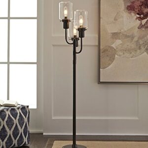 Signature Design by Ashley Jaak Contemporary 60" Floor Lamp with 3 Glass Shades, Bronze