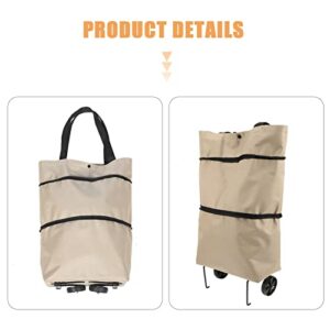 OUNONA Grocery Cart Bag with Wheels Reusable Portable Collapsible Trolley Bags Hand Pulling Utility Collapsible Grocery Bag with Hand Folding Shopping Cart