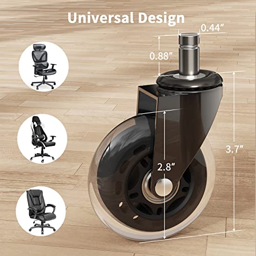 NOBLEWELL Office Chair Caster Wheels, Set of 5 Universal Chair Wheels, Replacement Rubber Chair Casters for Hardwood Floors and Carpet, Smooth & Safe Swivel Chair Casters