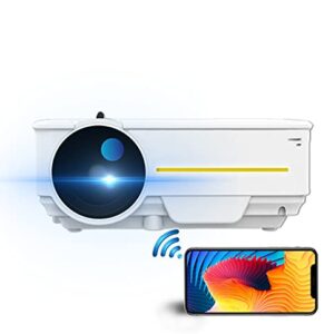 Native 1080P Projector, 5G WiFi Wireless Synchronize Screen Mirroring for iOS Android macOS with Focus Keystone Correction, Compatible with 4K TV Stick/PS4/DVD/HDMI/USB for Home Outdoor