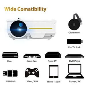 Native 1080P Projector, 5G WiFi Wireless Synchronize Screen Mirroring for iOS Android macOS with Focus Keystone Correction, Compatible with 4K TV Stick/PS4/DVD/HDMI/USB for Home Outdoor