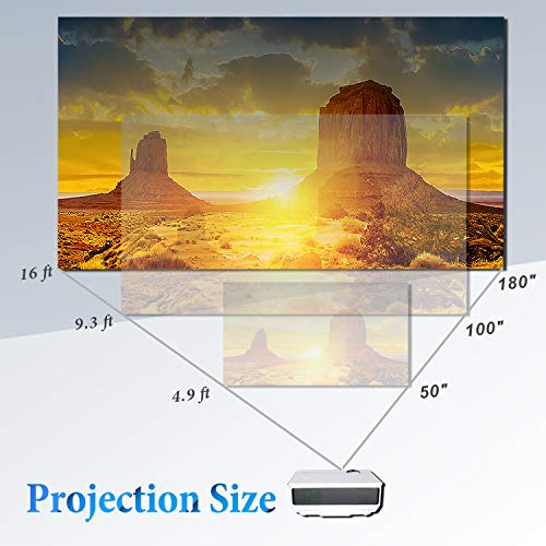 Native 1080P Projector, 5G WiFi Wireless Synchronize Screen Mirroring for iOS Android macOS with Focus Keystone Correction, Compatible with 4K TV Stick/PS4/DVD/HDMI/USB for Home Outdoor