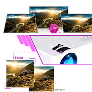 Native 1080P Projector, 5G WiFi Wireless Synchronize Screen Mirroring for iOS Android macOS with Focus Keystone Correction, Compatible with 4K TV Stick/PS4/DVD/HDMI/USB for Home Outdoor