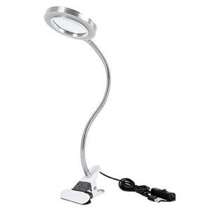 sanmenxiadongjun led magnifying lamp 8x glass metal swing arm desk lamp 360° adjustable gooseneck & usb charge with good eye protection for reading office work tattoo nail art