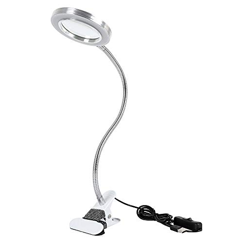 Sanmenxiadongjun LED Magnifying Lamp 8X Glass Metal Swing Arm Desk Lamp 360° Adjustable Gooseneck & USB Charge with Good Eye Protection for Reading Office Work Tattoo Nail Art