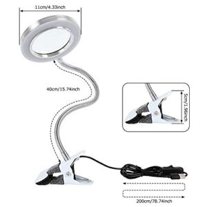 Sanmenxiadongjun LED Magnifying Lamp 8X Glass Metal Swing Arm Desk Lamp 360° Adjustable Gooseneck & USB Charge with Good Eye Protection for Reading Office Work Tattoo Nail Art