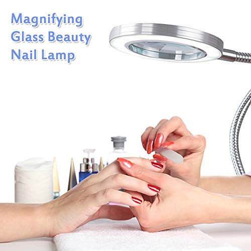 Sanmenxiadongjun LED Magnifying Lamp 8X Glass Metal Swing Arm Desk Lamp 360° Adjustable Gooseneck & USB Charge with Good Eye Protection for Reading Office Work Tattoo Nail Art