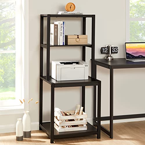 GreenForest Computer Home Office Desk with Monitor Stand and Storage Shelves on Left or Right Side, Printer Stand with Storage Shelf, 49.2 inch Large Tall 4 Tier Printer Table for Home Office Organiza