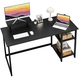 GreenForest Computer Home Office Desk with Monitor Stand and Storage Shelves on Left or Right Side, Printer Stand with Storage Shelf, 49.2 inch Large Tall 4 Tier Printer Table for Home Office Organiza