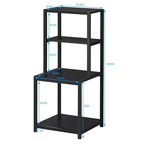 GreenForest Computer Home Office Desk with Monitor Stand and Storage Shelves on Left or Right Side, Printer Stand with Storage Shelf, 49.2 inch Large Tall 4 Tier Printer Table for Home Office Organiza