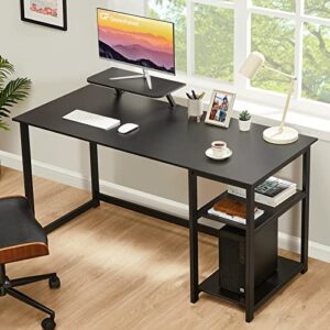 GreenForest Computer Home Office Desk with Monitor Stand and Storage Shelves on Left or Right Side, Printer Stand with Storage Shelf, 49.2 inch Large Tall 4 Tier Printer Table for Home Office Organiza