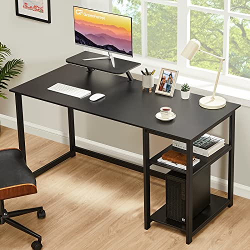 GreenForest Computer Home Office Desk with Monitor Stand and Storage Shelves on Left or Right Side, Printer Stand with Storage Shelf, 49.2 inch Large Tall 4 Tier Printer Table for Home Office Organiza