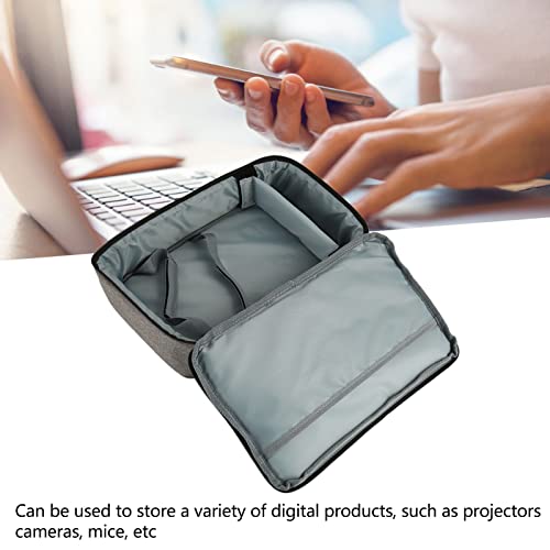 Projector Case, Projector Bag with Sturdy Handle, Portable Projector Carrying Case for Travel Gray, 13.6x7.9x4in Heavy Duty Nylon Pockets