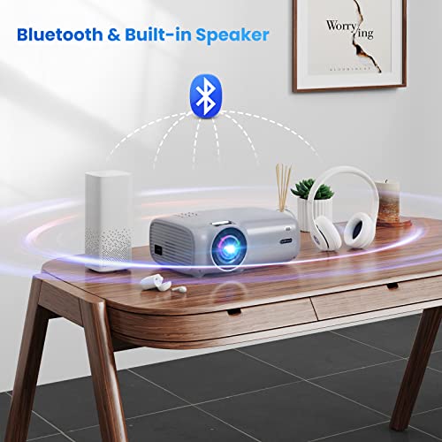 Projector with WiFi and Bluetooth, Native 1080P Projector 8500L Hd Mini Phone Projector with 100'' Projector Screen,Video Projector Home Theater for Outdoor Movie Compatible with Phone