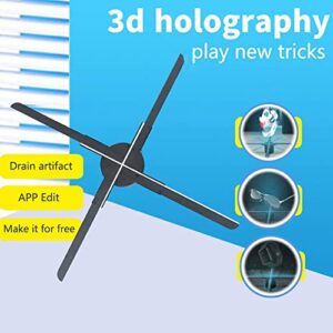 DNIER 3D Holographic Advertising Machine, Portable Leading Fan Exhibition Projector Holographic Diagram Display, Four Leaves HD