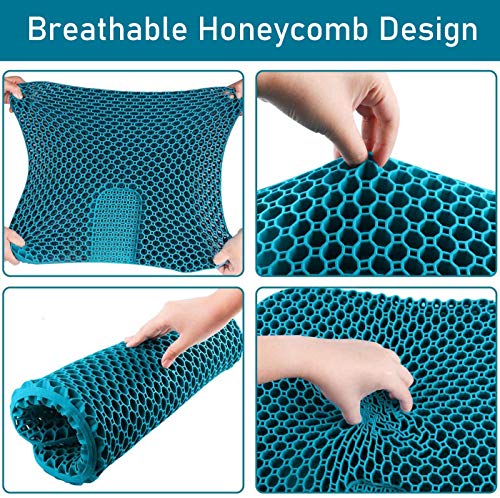 Large Gel Seat Cushion, Enhanced Gel Cushion for Long Sitting with Non-Slip Cover, Breathable Honeycomb Chair Pads Absorbs Pressure Points for Wheelchair, Car Seat, Home Office Chairs