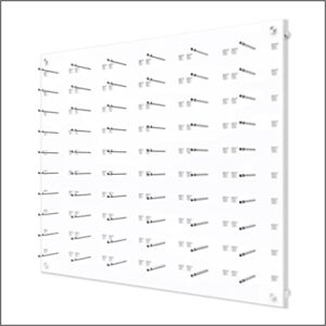 optical display for 60 eyewear frames – wall mount acrylic eyewear or sunglass display package in polar white for 60 frames – 31.25” (h) x 36.5” (w)