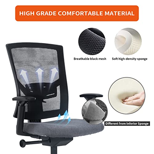 CLATINA Office Chair, Ergonomic Desk Chair with Wheels, Mesh Computer Swivel Rolling Chairs with 4D Adjustable Lumbar Support, Armrests and 140° Tilt Function, Task Executive Chair for Home Office