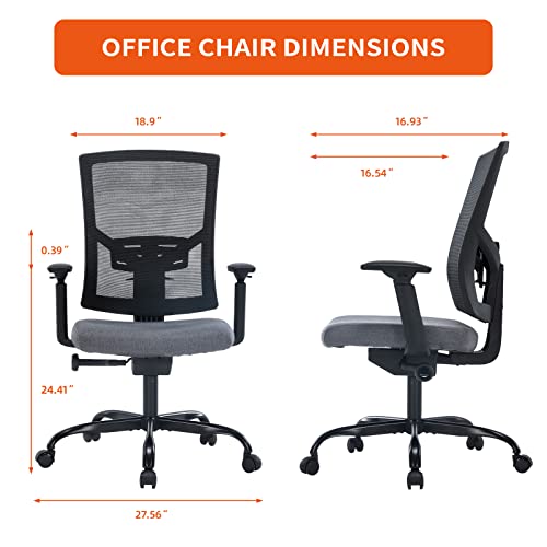 CLATINA Office Chair, Ergonomic Desk Chair with Wheels, Mesh Computer Swivel Rolling Chairs with 4D Adjustable Lumbar Support, Armrests and 140° Tilt Function, Task Executive Chair for Home Office