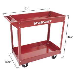 Stalwart 75-MOV1003 vice Utility Cart, Heavy Duty Supply Cart with Two Storage Tray Shelves- 330 lbs Capacity By Stalwart (Red)