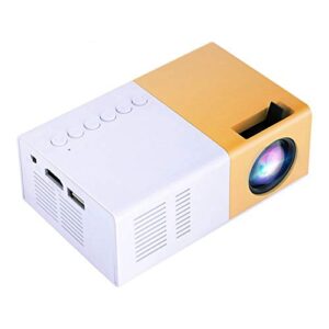 ashata portable led projector,home cinema projector support 1080p hd displaying,mini stylish hd projector support hdmi, av, vga, usb, micro sd input and 3.5mm earphone port(white + yellow)